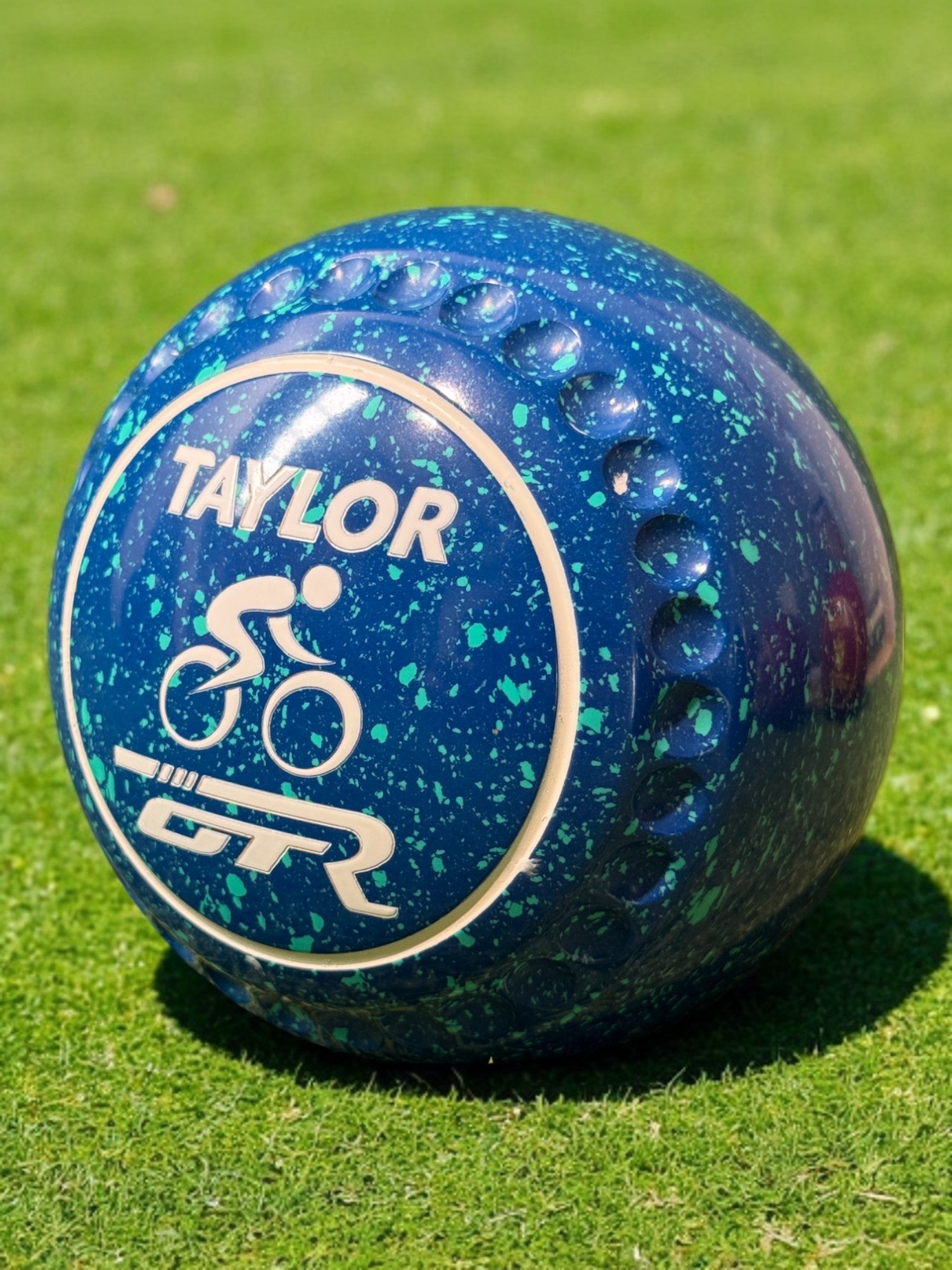 Taylor GTR Blue/Mint Cyclist Size 1 Half Pipe 34 Stamp – Taylor Bowls ...