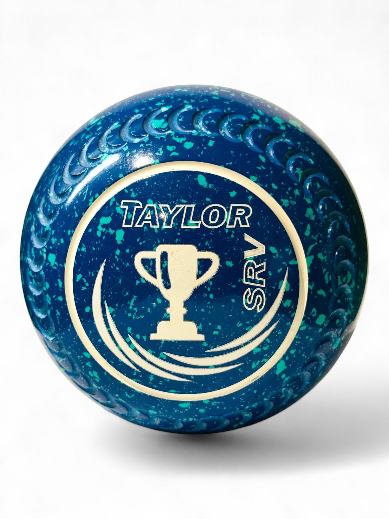 Taylor SRV Blue/Mint Trophy Size 5 Crescent 35 Stamp – Taylor Bowls ...